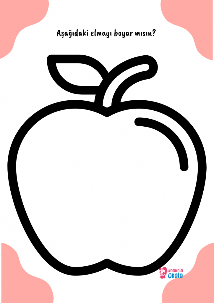 Anasınıfı Elma Boyama Sayfası - Annenin Okulu