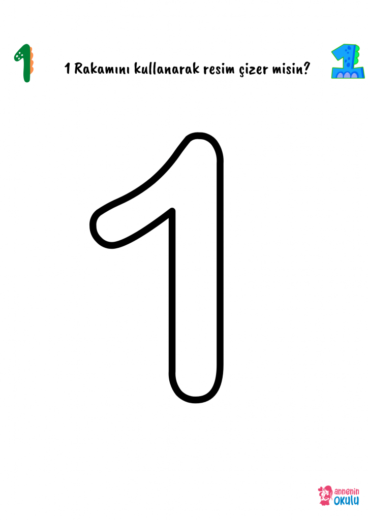 1 Rakamı ile İlgili Okuma Yazmaya Hazırlık Çalışması - Annenin Okulu