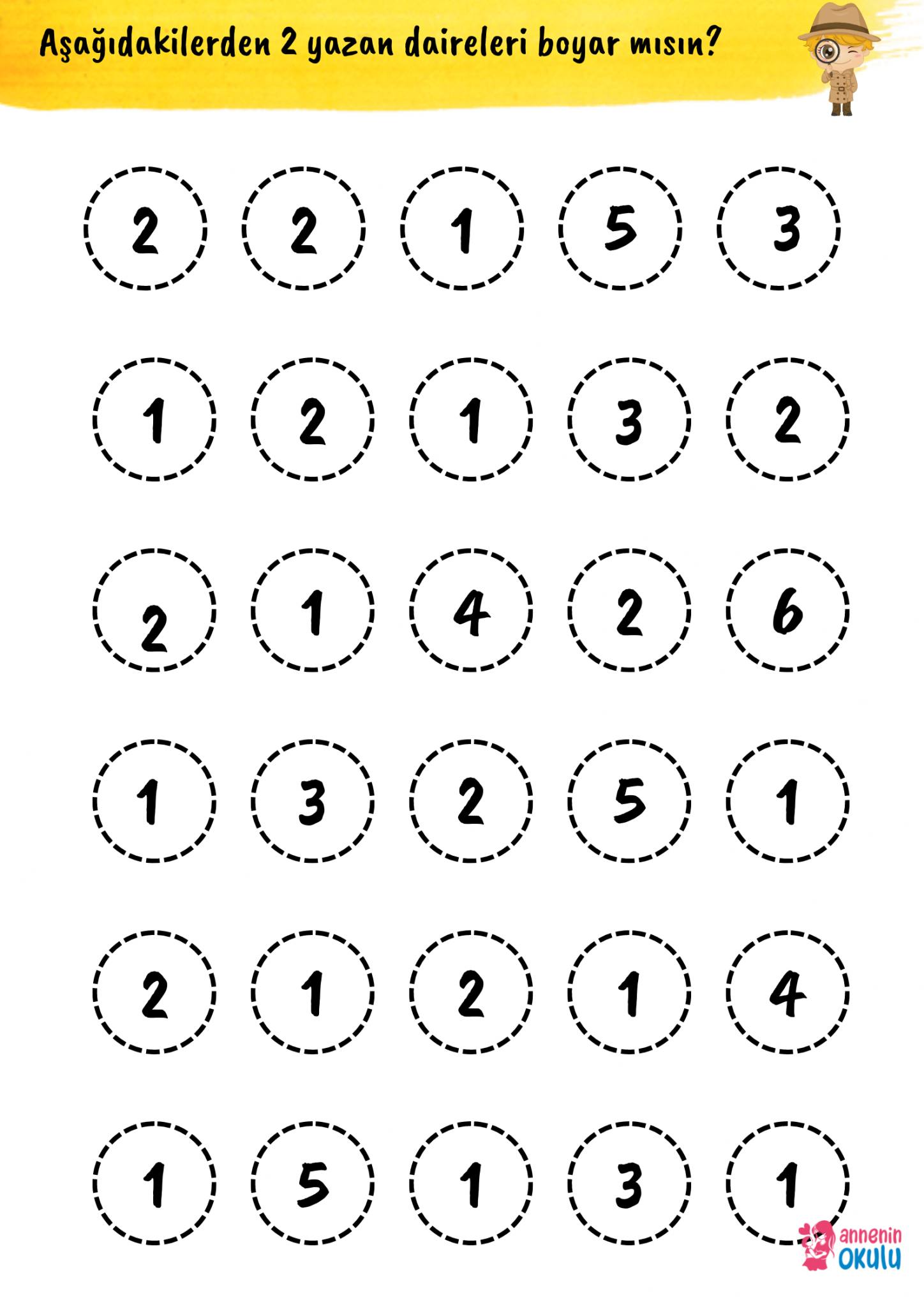 2 Rakamı Okuma Yazmaya Hazırlık Çalışması - Annenin Okulu