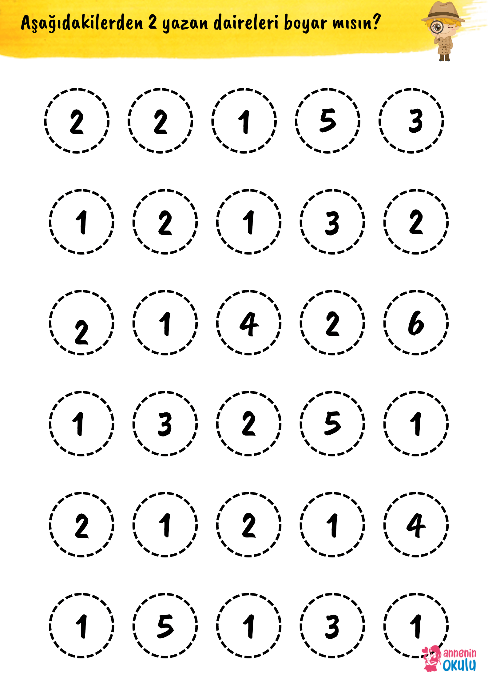 2 Rakamı Okuma Yazmaya Hazırlık Çalışması - Annenin Okulu