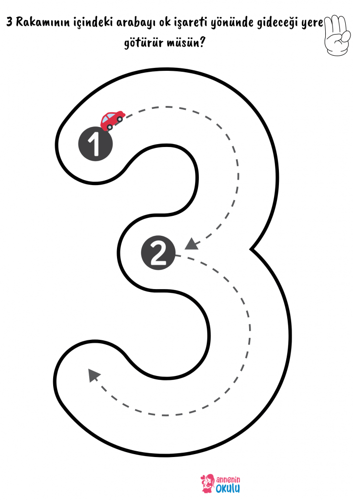3 Rakamı Okuma Yazmaya Hazırlık Çalışması - Annenin Okulu