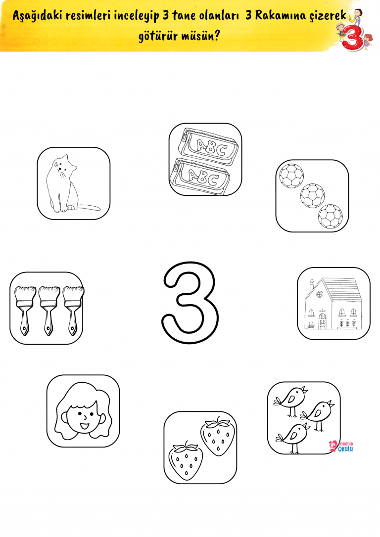 3 Rakamı Okuma Yazmaya Hazırlık Çalışması - Annenin Okulu