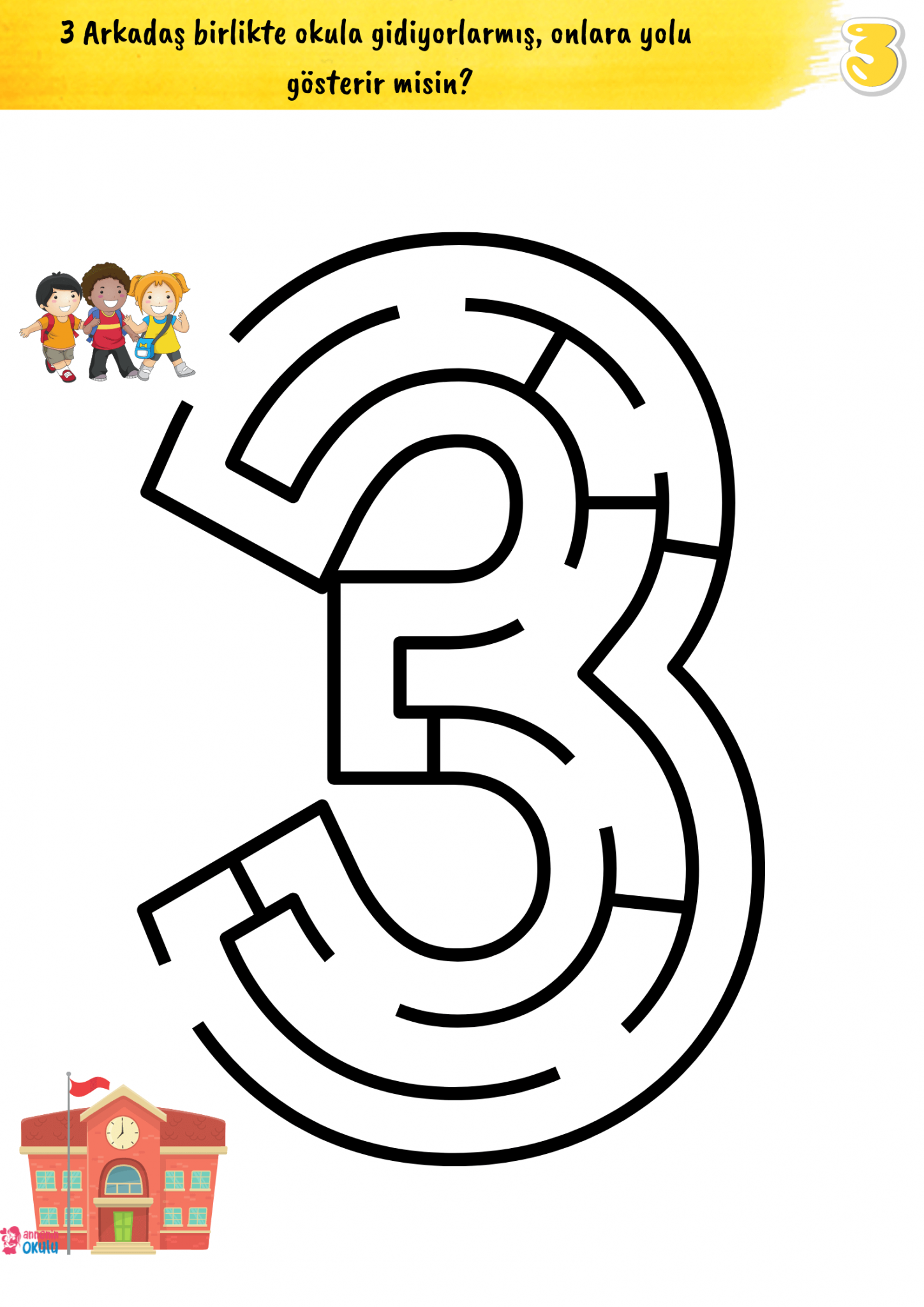 3 Rakamı Okuma Yazmaya Hazırlık Çalışması - Annenin Okulu