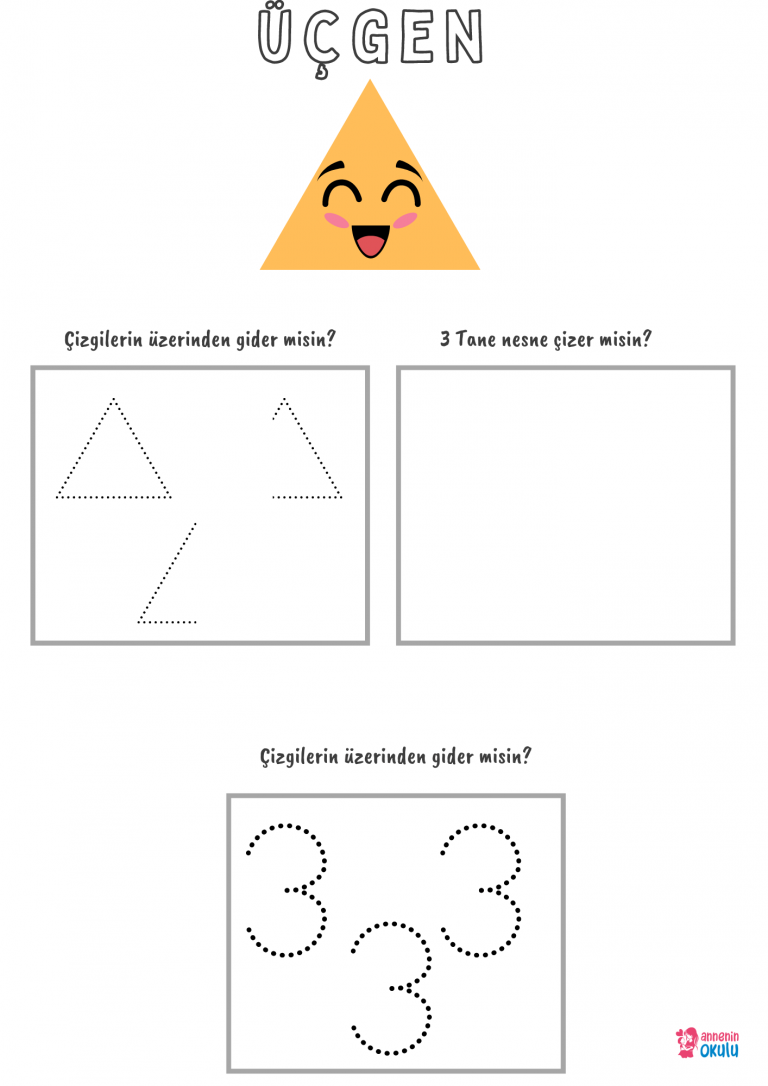 Üçgen ile İlgili Okuma Yazmaya Hazırlı Çalışmaları - Annenin Okulu