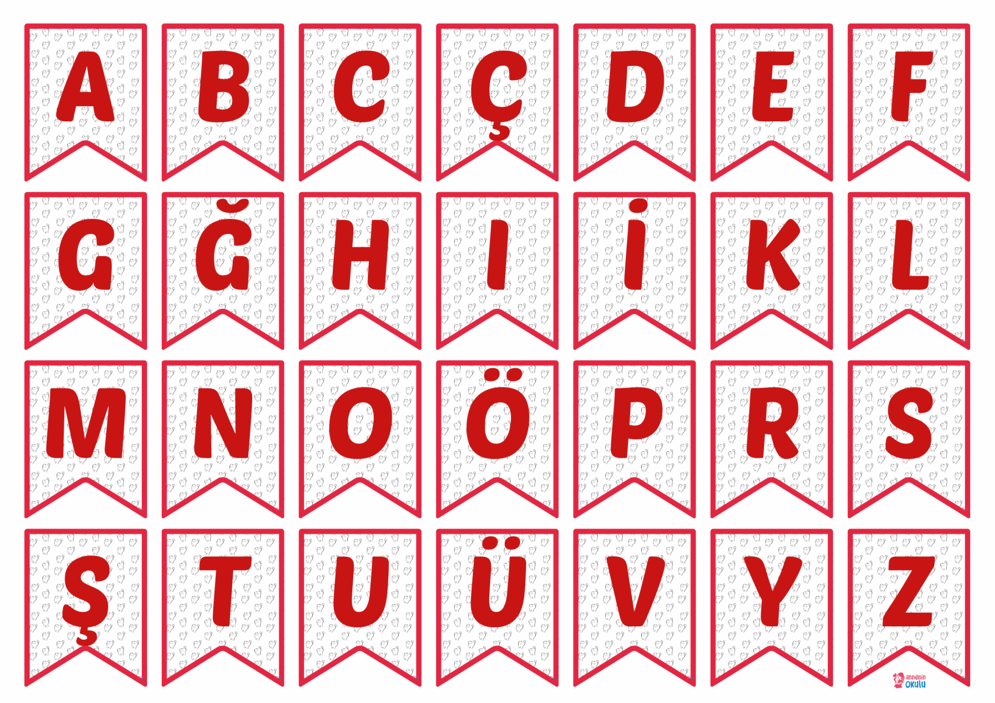 Ağız ve Diş Sağlığı Haftası Pano Yazısı TÜM HARFLER - Annenin Okulu